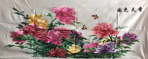 Chinese 100% Hand Suzhou Embroidery Art:peocock peony fish lotus 160cm ...